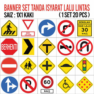POSTER SET PAPAN TANDA ISYARAT JALAN ROAD SIGN BOARD | Shopee Malaysia
