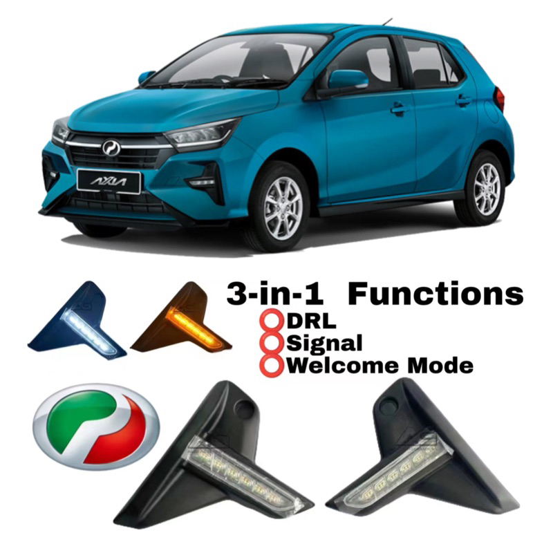 Perodua Axia Baru 2023 DRL 3 IN 1 function welcome daylight Signal ...