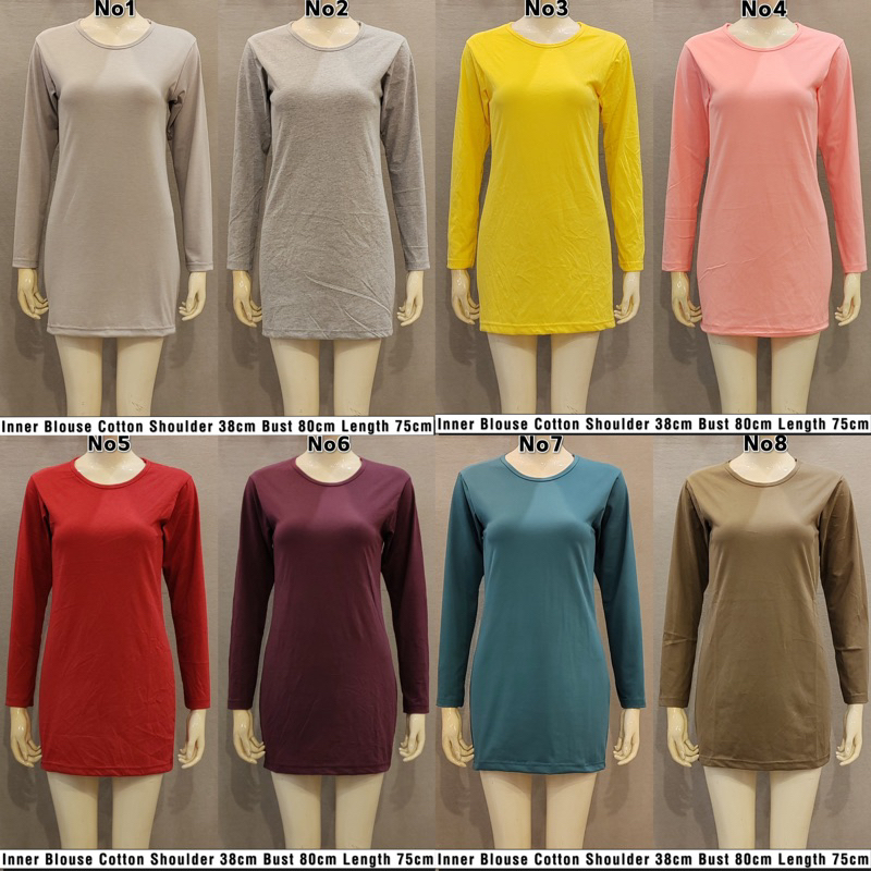 ‼️NEW COLOUR‼️ INNER BAJU LENGAN PANJANG MUSLIMAH LONG SLEEVES INNER ...