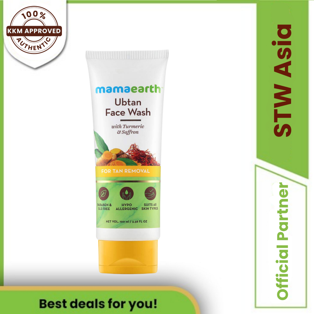 Mamaearth Skin Brightening and Tan Removal Ubtan Face Wash with Turmeric & Saffron (100ml ...