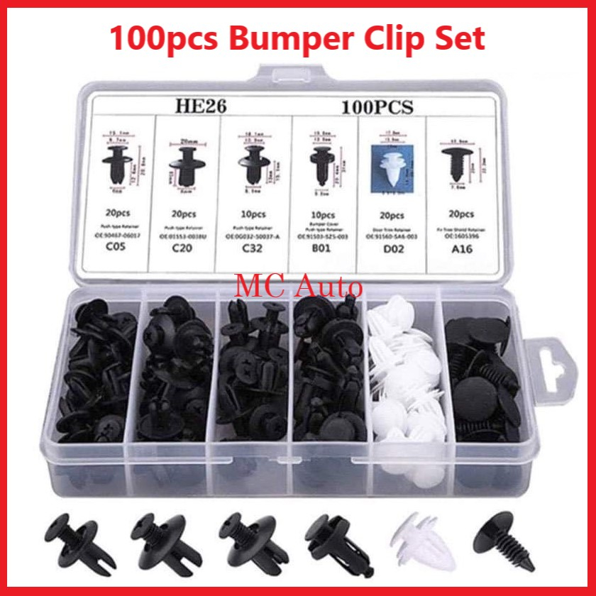 100pcs Car Bumper Clip Set Clips Rivet Proton Perodua Honda Door Panel ...