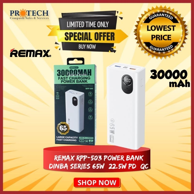 Remax RPP-503 Dinba Series 65W+22.5W PD+QC 30000mAh Large Capacity Fast ...