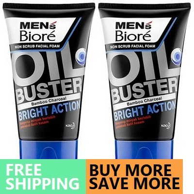 Biore Men Oil Buster Bright Action Facial Foam 100g (2pcs) | Shopee ...