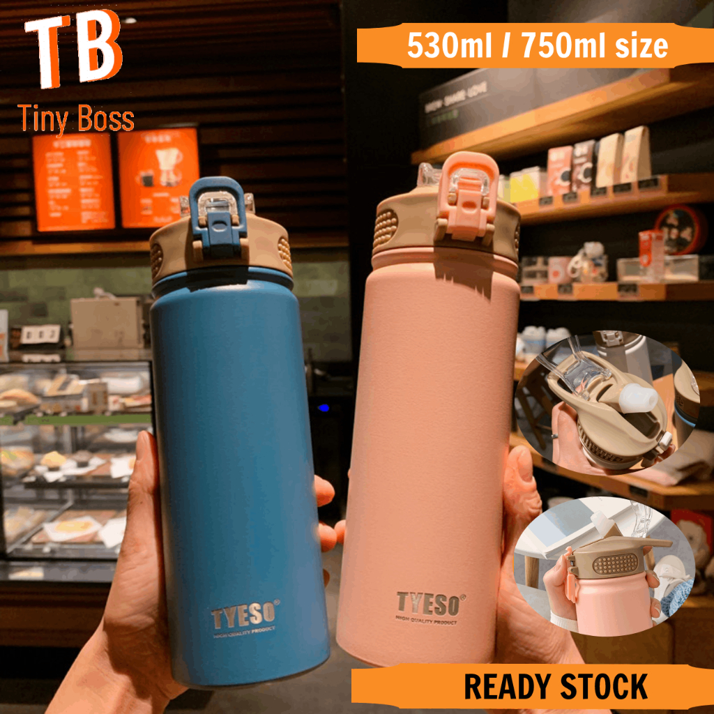 Tyeso 304 Stainless Steel Thermos Tumbler Bottle With Straw and Handle Insulated Flask Vacuum ...