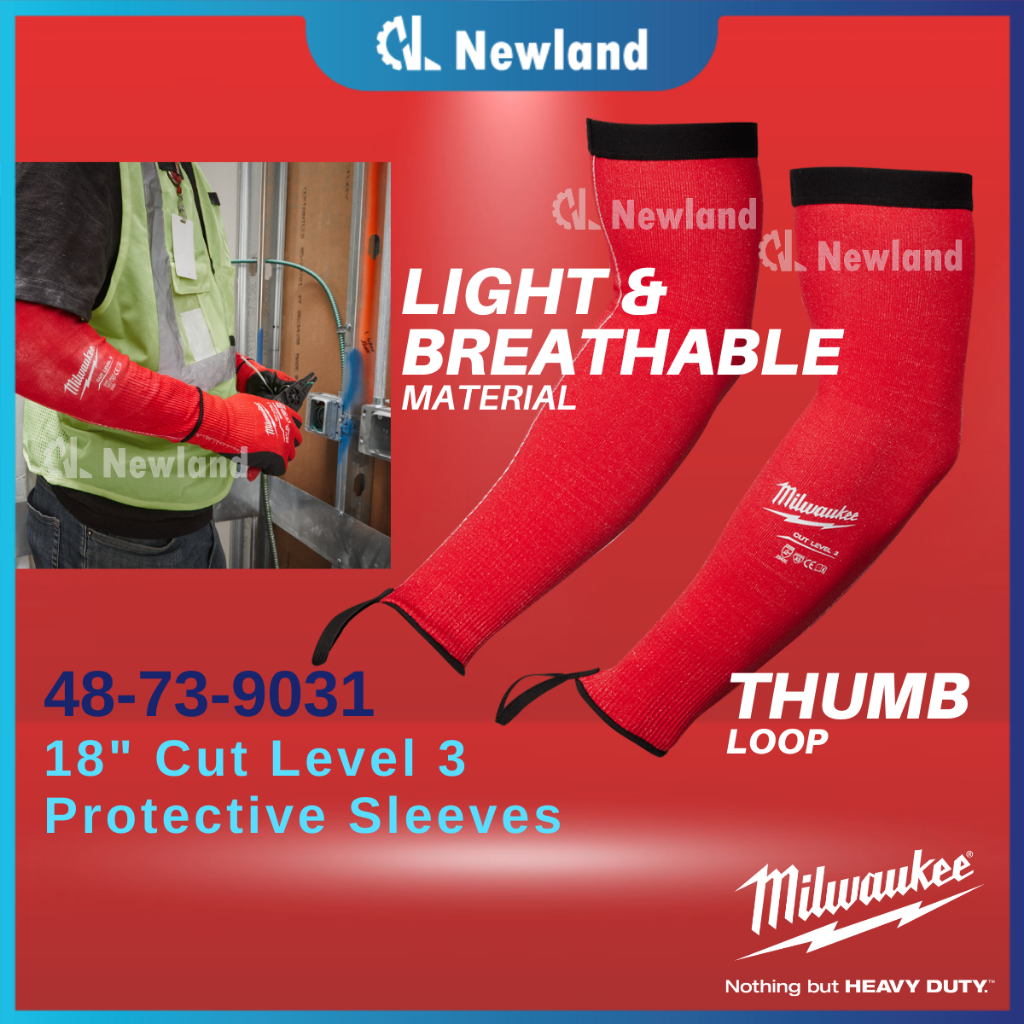 Milwaukee 18" Cut Level 3 Protective Sleeves (48-73-9031) Anti Cut ...