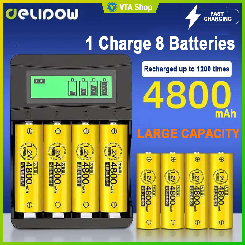 Delipow AA 4800mah AAA 1600mah Rechargeable Batteries BATTERY - 4pcs ...