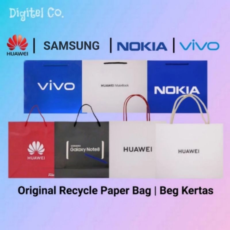 HUAWEI / SAMSUNG / VIVO / NOKIA Official Recycle Paper Bag Beg Kertas ...