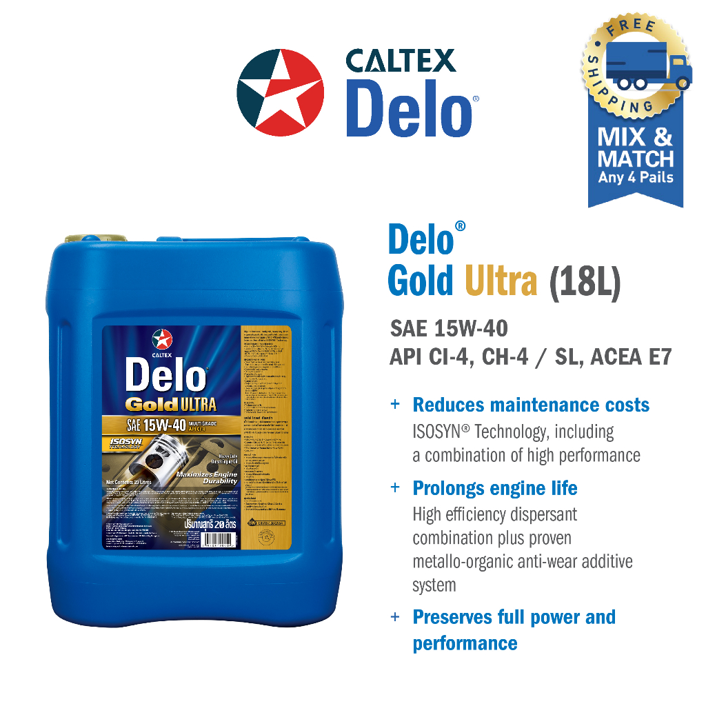 Delo Gold Ultra SAE 15W-40 (18L) | Shopee Malaysia