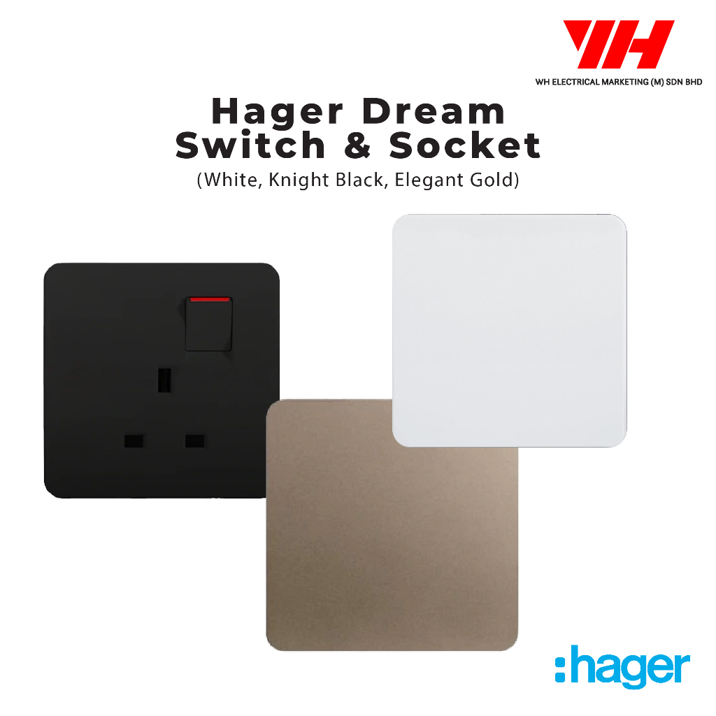 Hager Dream Switches & Sockets [ White/Knight Black/Elegant Gold ...