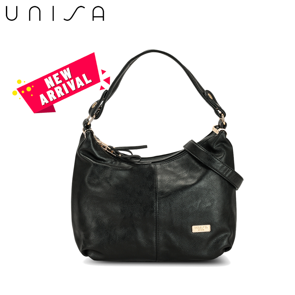 UNISA Vintage Faux Leather Hobo Bag (Black/Khaki/Maroon/Taupe) | Shopee ...
