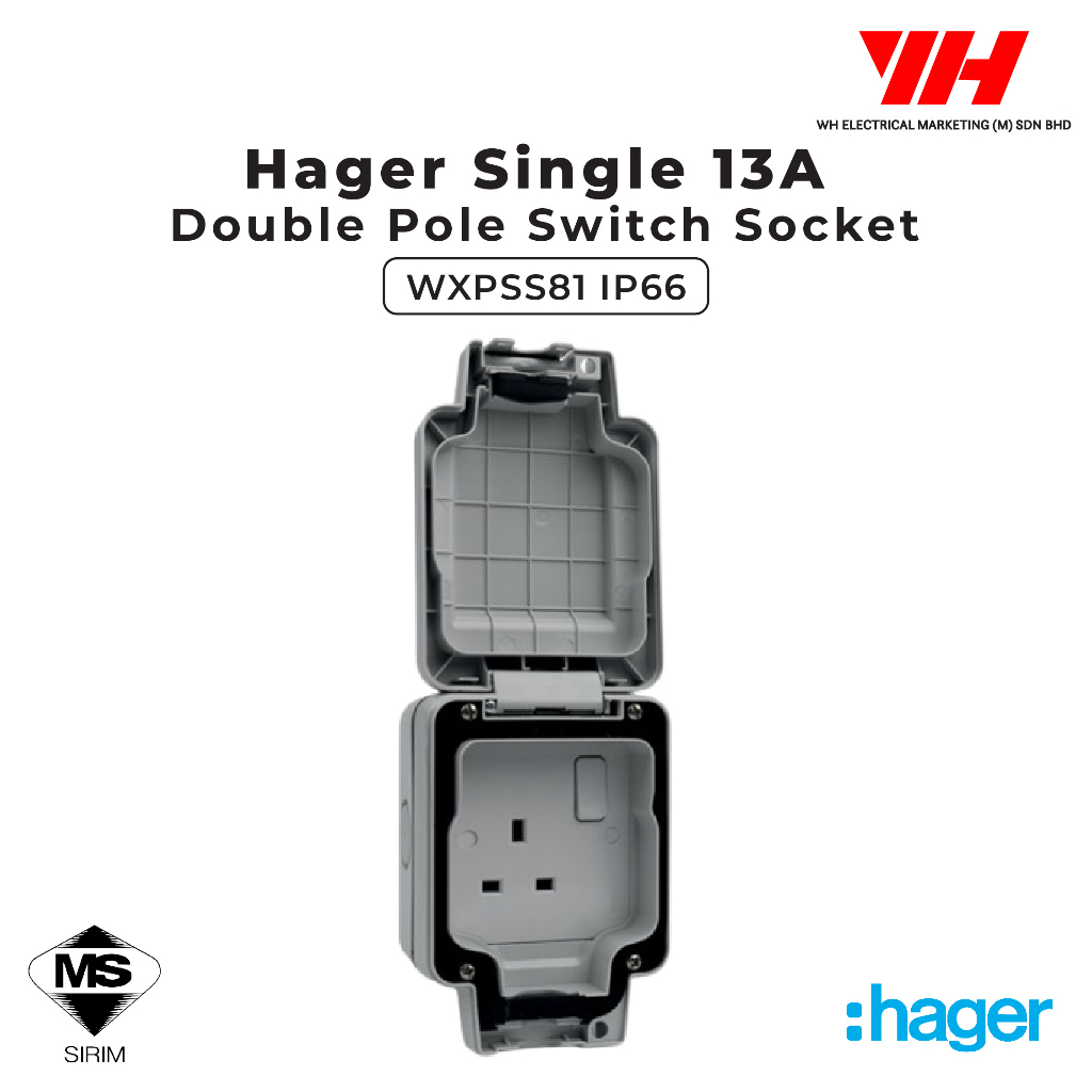 HAGER WXPSS81 IP66 SINGLE 13A DOUBLE POLE SWITCH SOCKET | Shopee Malaysia