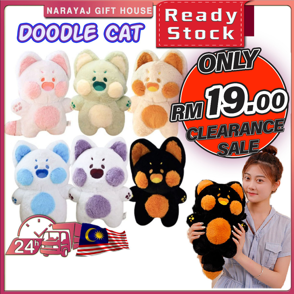 Doodle Cat Plushie Kucing Stuffed Toy Doll New Style Cute Doll Fluffy ...