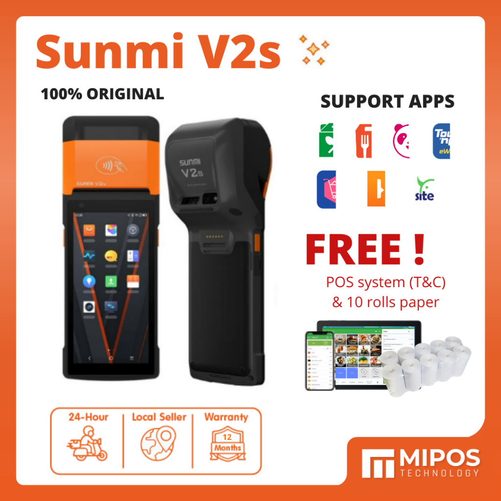 SUNMI V2s (2GB) 4G WiFi Mobile Handheld POS Terminal Printer / Label / Scanner / Billing / Stock ...