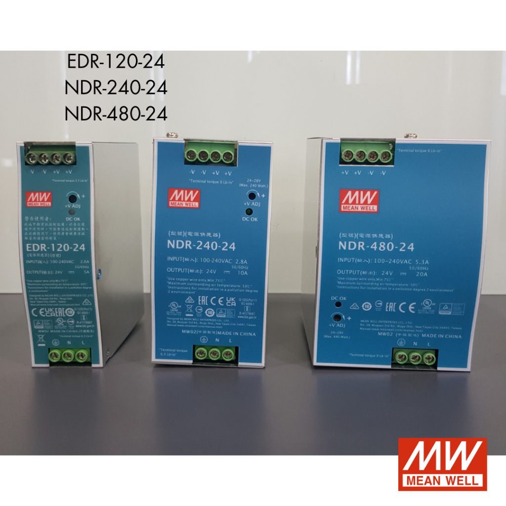 MEANWELL Din Rail Power Supply EDR-120-24 NDR-240-24 NDR-480-24 ...