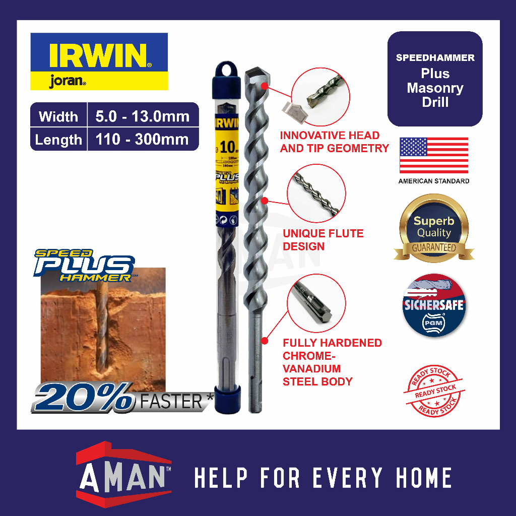IRWIN JORAN SDS Plus Drill Bit Speedhammer Plus Masonry Drill Bits ...