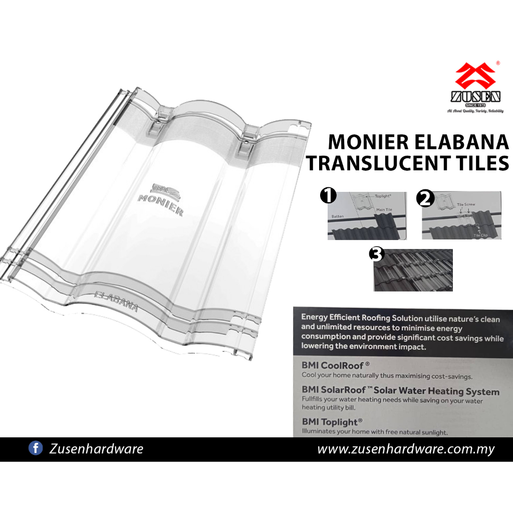 Monier / SAF Elabana Transparent Natural Light Roof Tiles | Shopee Malaysia