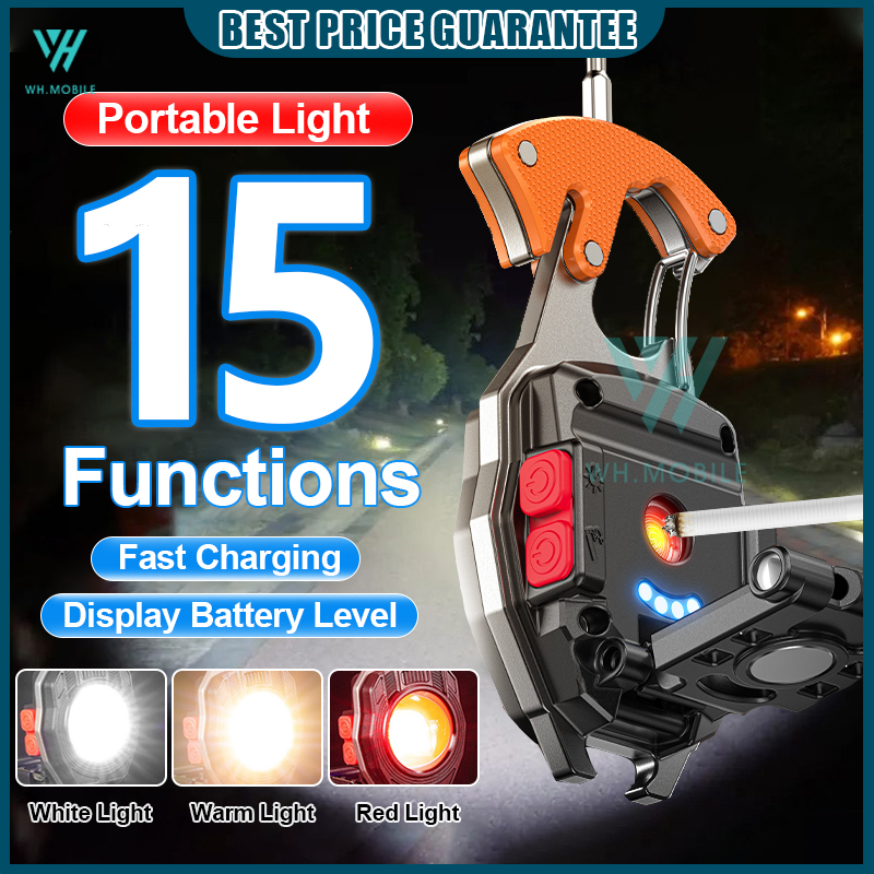 Mini Flashlight COB Keychain Light USB Rechargeable Torch Light ...