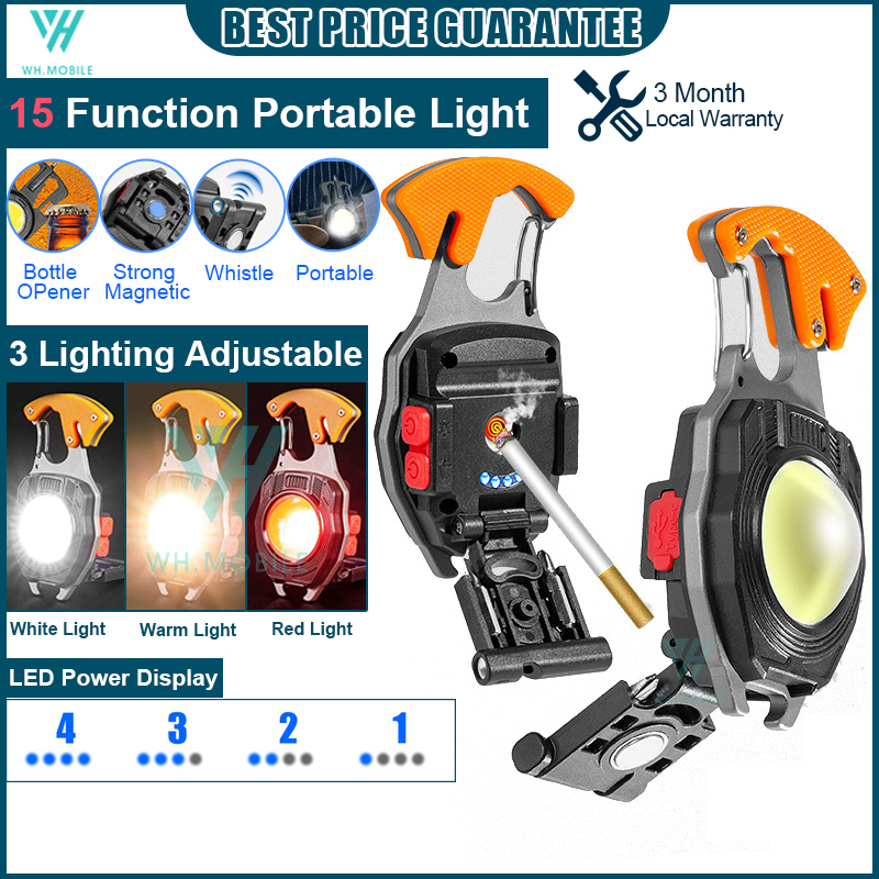 Mini Flashlight COB Keychain Light USB Rechargeable Torch Light ...