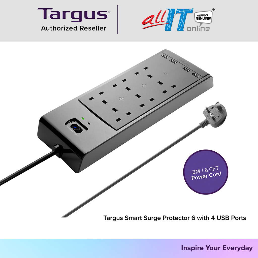 Targus Smart Surge 6 Outlet 4 USB Port/4 Outlet 2 USB Port Socket ...