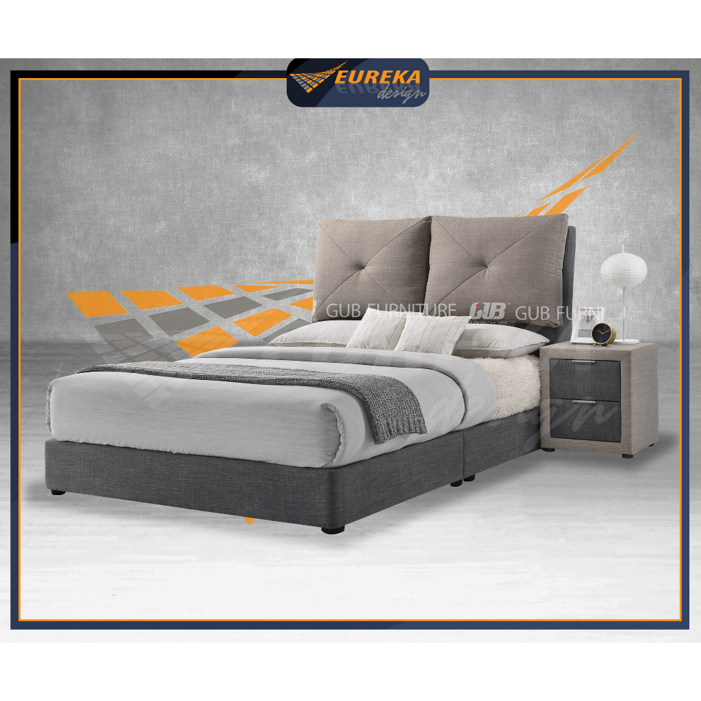 EUREKA Divan Bed Frame Base Headboard Upholstered Modern Fabric Wood ...