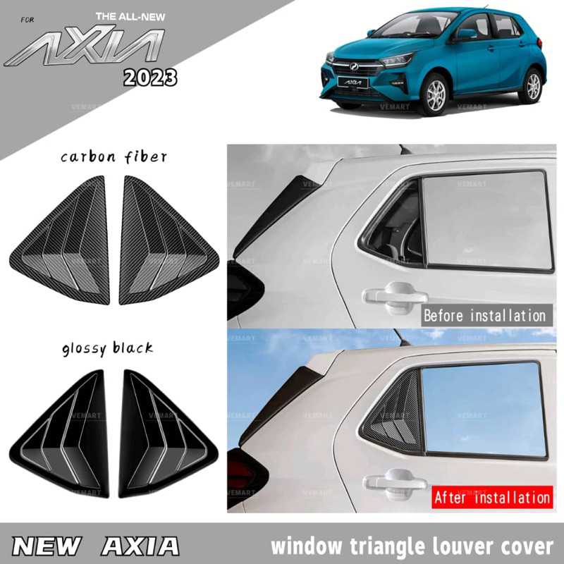 new axia 2023 car window triangle Louver cover accessories | Shopee ...