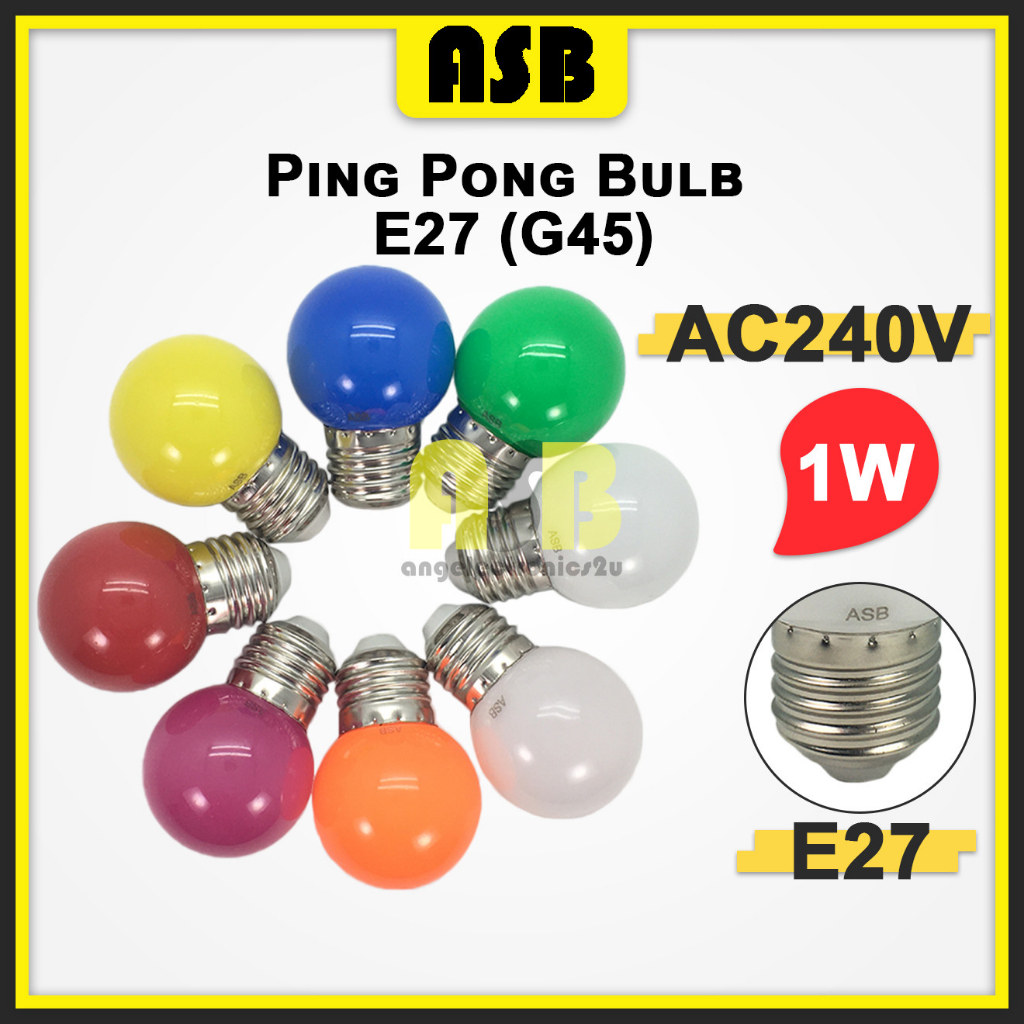 ASB Ping Pong 1W LED Light Bulb Lamp E27 AC 240V ( Colour ) Lampu ...