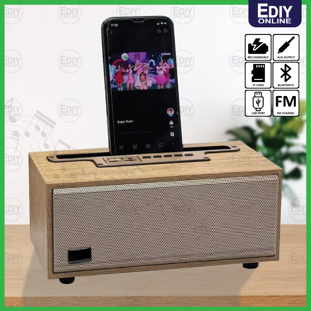 Rechargeable USB Retro Wooden Radio Bluetooth Speaker MP3 Player ...