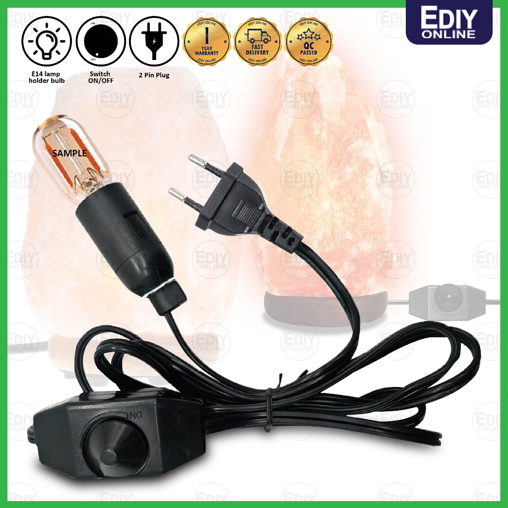[ AC CORD DIMMER WITH E14 HOLDER ] WIRE LIGHT SALT CRYSTAL LAMP BULB ...