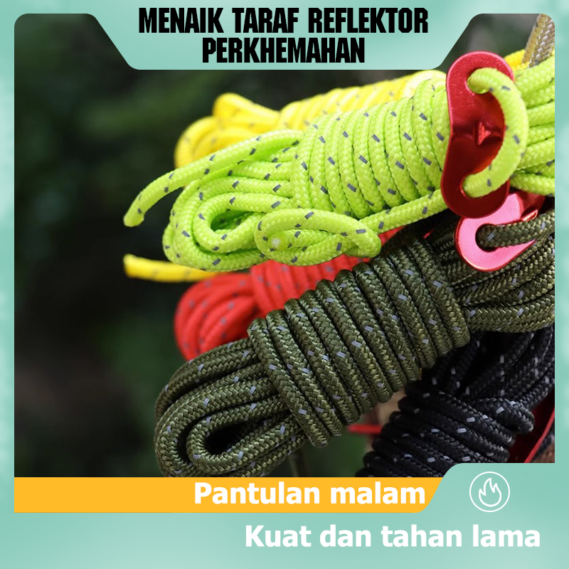 Tali angin kanopi 4m/5m/6m tali perkhemahan menebal tali reflektif tali ...