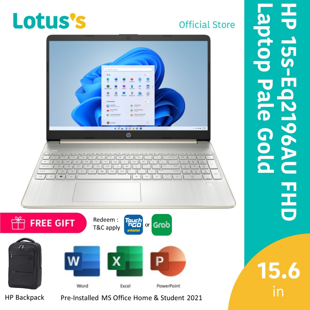 HP 15s-Eq2196AU 15.6'' FHD Laptop Pale Gold ( Ryzen 3 5300U, 8GB, 512GB ...