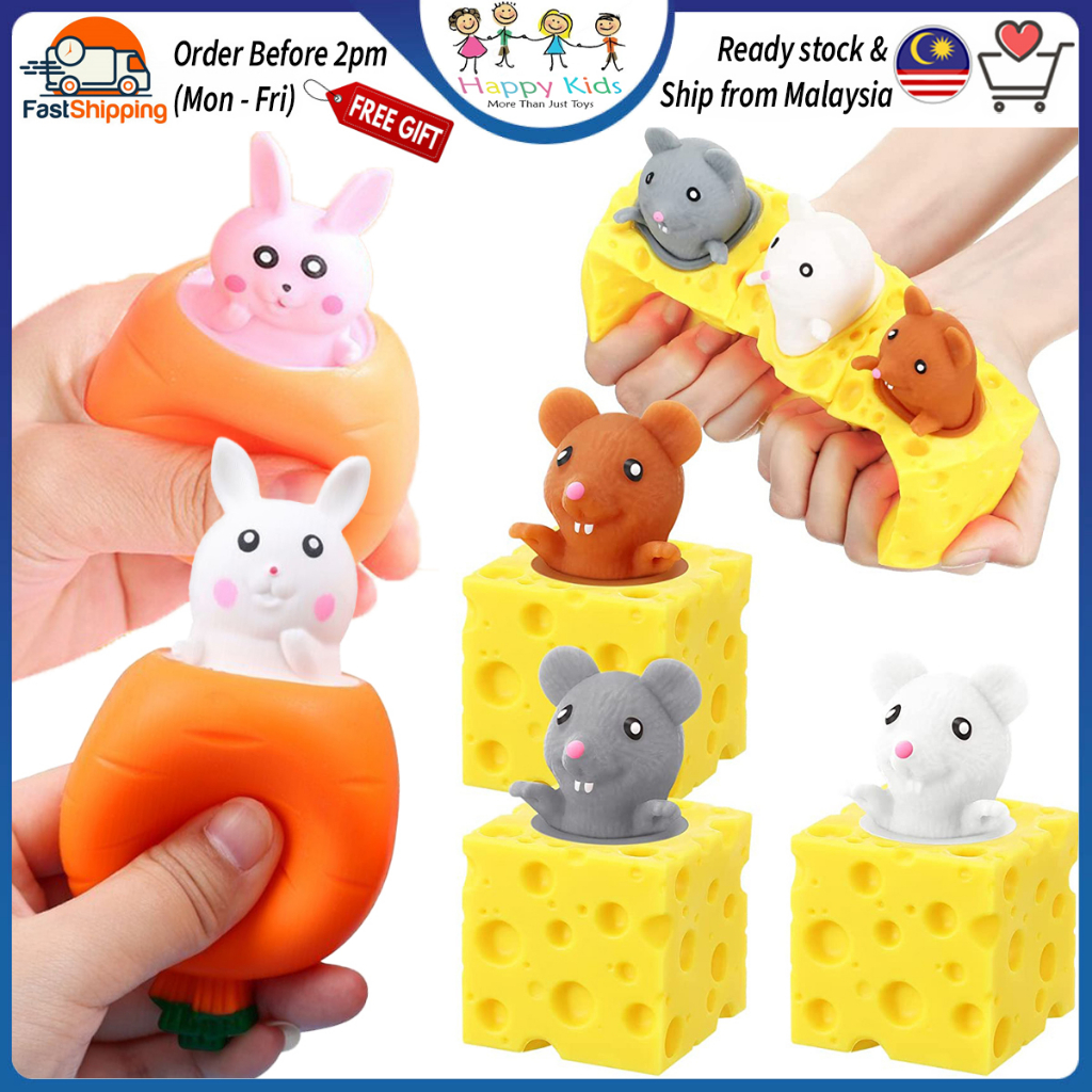 [Happy Kids] Decompression Cheese Mouse Carrot Rabbit Squeeze Fidget ...