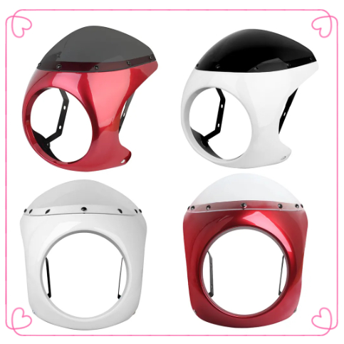 Universal 7inch Retro Headlamp Windscreen Motorcycle Front Headlight ...
