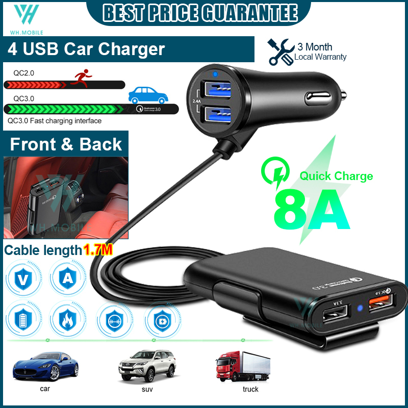 Car Charger QC3.0 Fast Charging Car Cigarette Lighter 4 USB Charger Adapter USB Kereta Chargers ...