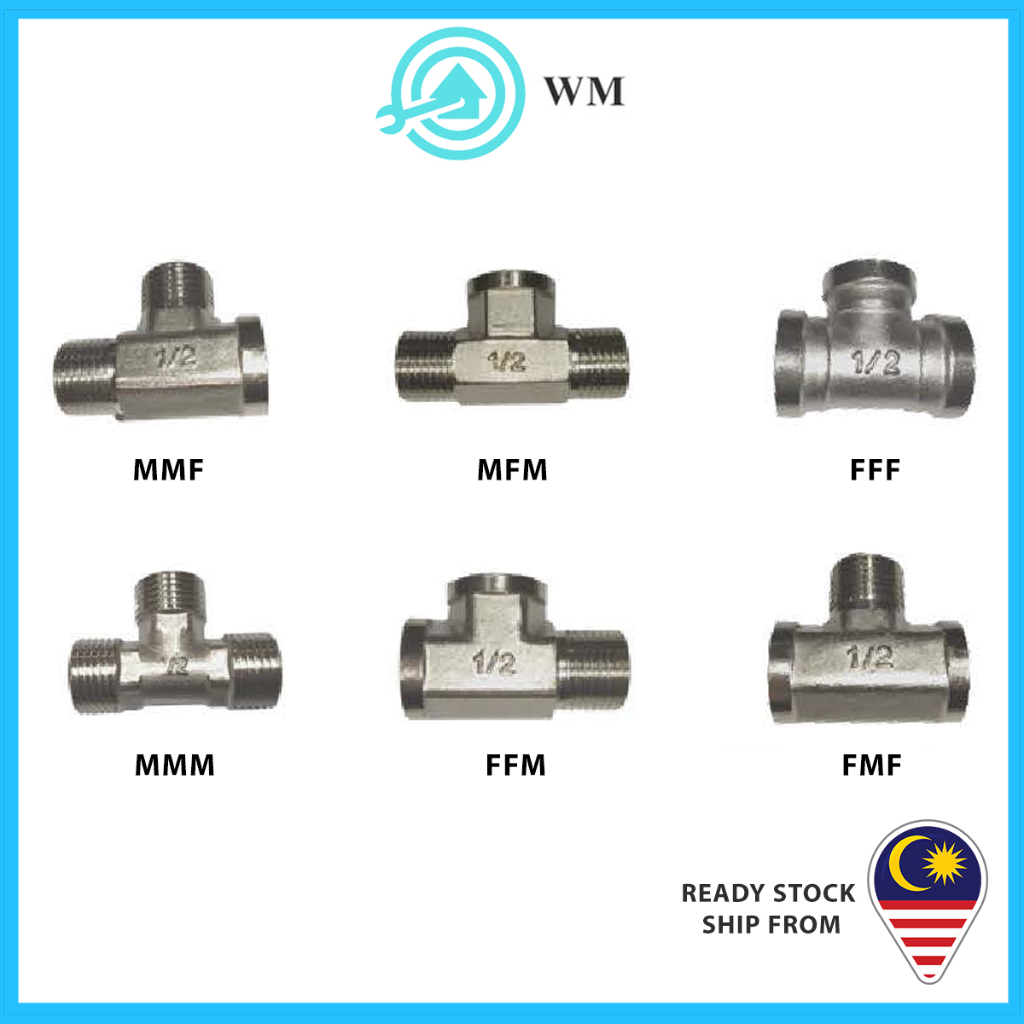 Brass Chrome Pipe Fitting 1/2" 15mm Tee Thread 3 Way Male Female ...