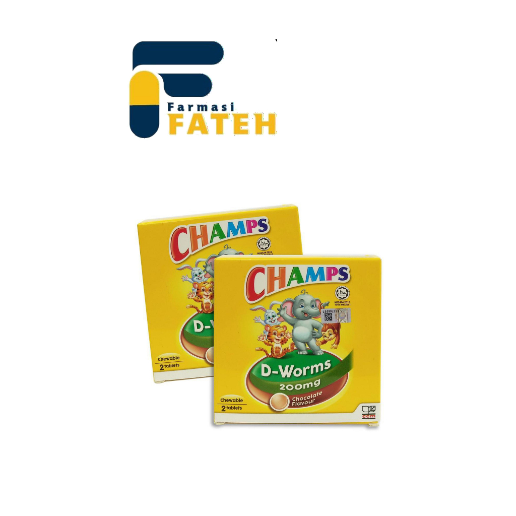 CHAMPS D-WORMS CHOCOLATE CHEWABABLE TABLET 2'S | Shopee Malaysia