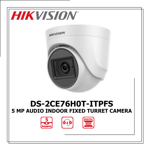 HIKVISION COLOR CAMERA DS-2CE76H0T-ITPFS 5MP Audio Indoor Fixed Turret ...