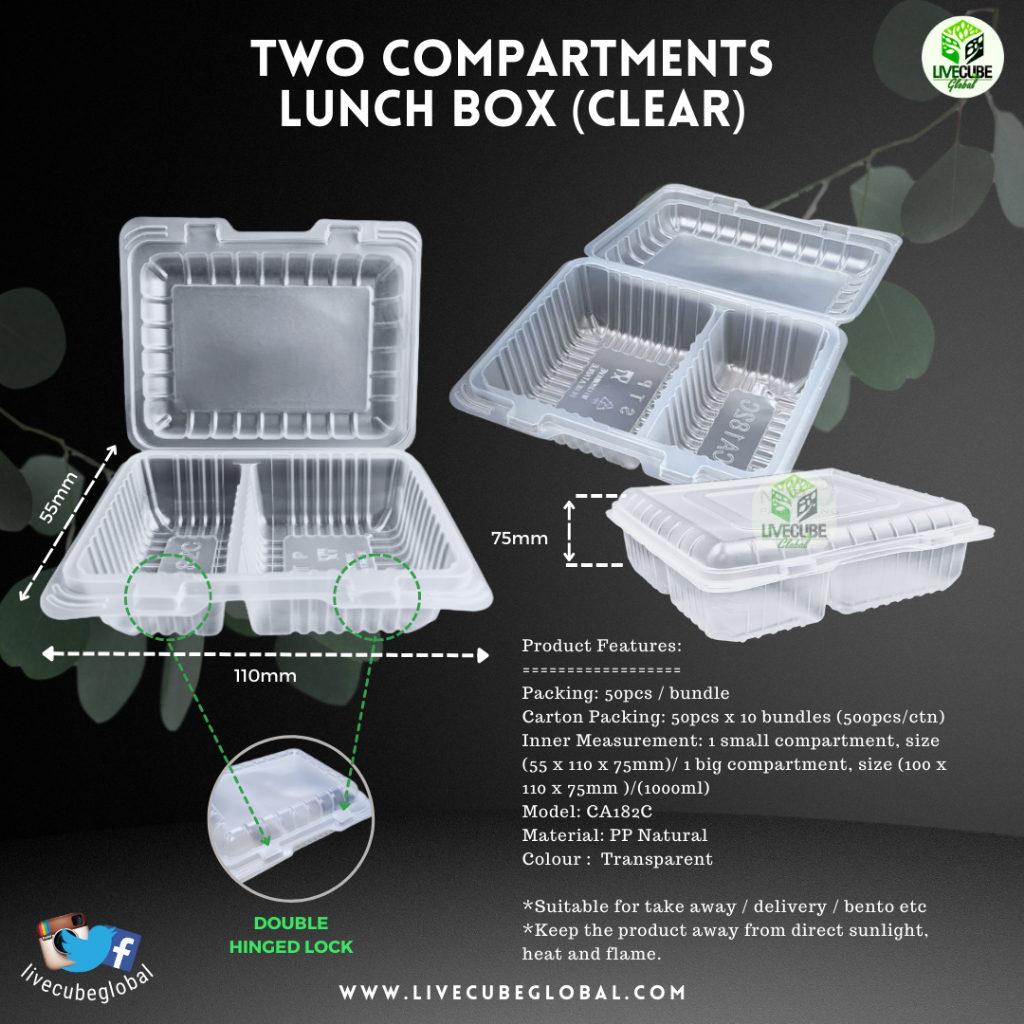 (50pcs) Two Compartment Take Away Box (1000ml) - STP CA 183C Disposable ...