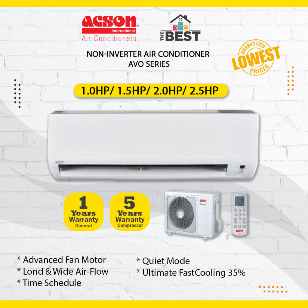 Acson R32 AVO Non-Inverter 1.0HP/ 1.5HP/ 2.0HP/ 2.5HP Air Conditioner ...