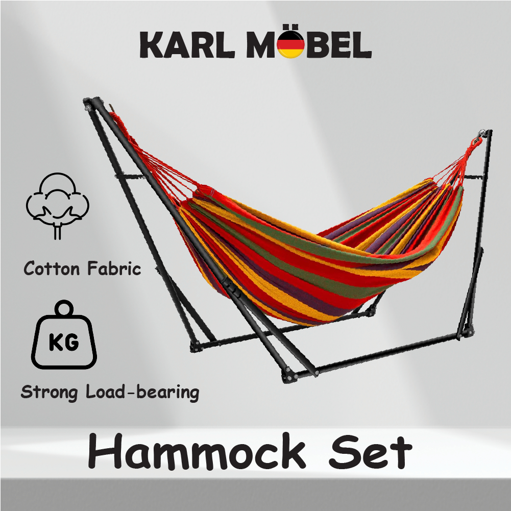 Hammock set Buaian gantung outdoor with stand portable camping hiking ...