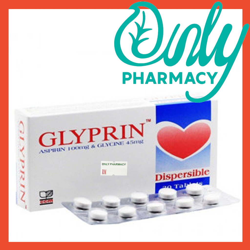 Glyprin Aspirin 100mg & Glycine 45mg Dispersible 10's or 3x10's (with ...