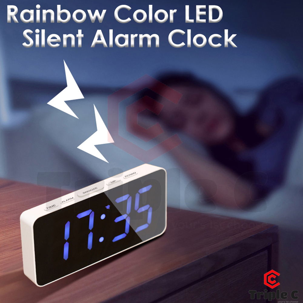 [Triple C] Rainbow Color LED Silent Alarm Clock | Shopee Malaysia