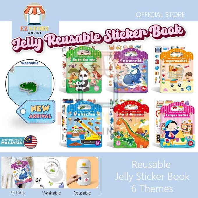 EZSTOREONLINE Reusable Children Jelly Sticker Book Kids Fun Learning ...
