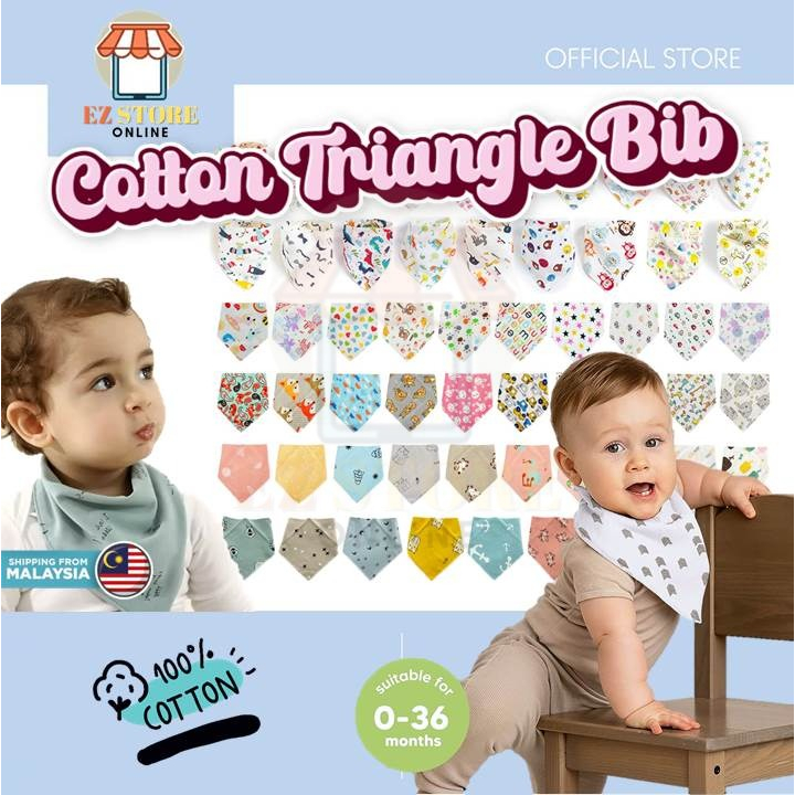 EZSTOREONLINE Baby Bibs Toddler 100% Cotton Triangle Bib With Button ...