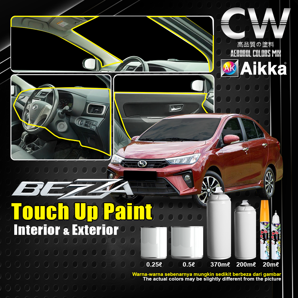 PERODUA BEZZA Interior & Exterior Colours 370ml Aerosol Plastic Paint ...