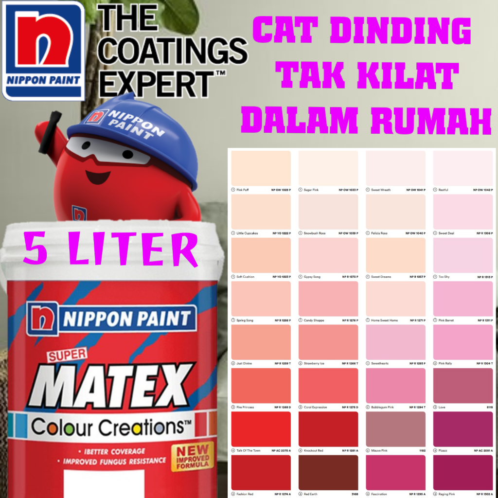 5 LITER NIPPON MATEX MATT FINISH COLOUR CREATIONS /CAT DINDING DALAM ...