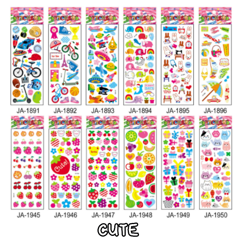 1pcs 3D Cartoon Cute Book Animal Car Dinosaur Bubble Waterproof Sticker ...