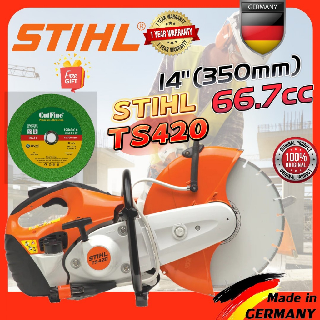 STIHL GERMANY TS420 Portable Power Cutter Cut Off Saw Mesin Potong Batu ...