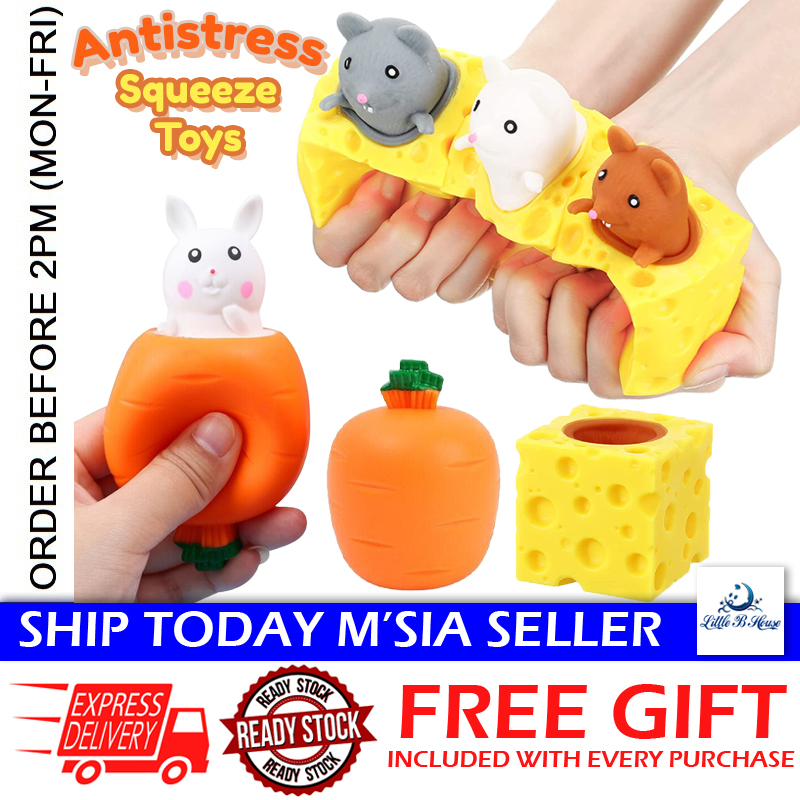[Little B House] Decompression Cheese Mouse Carrot Rabbit Squeeze ...