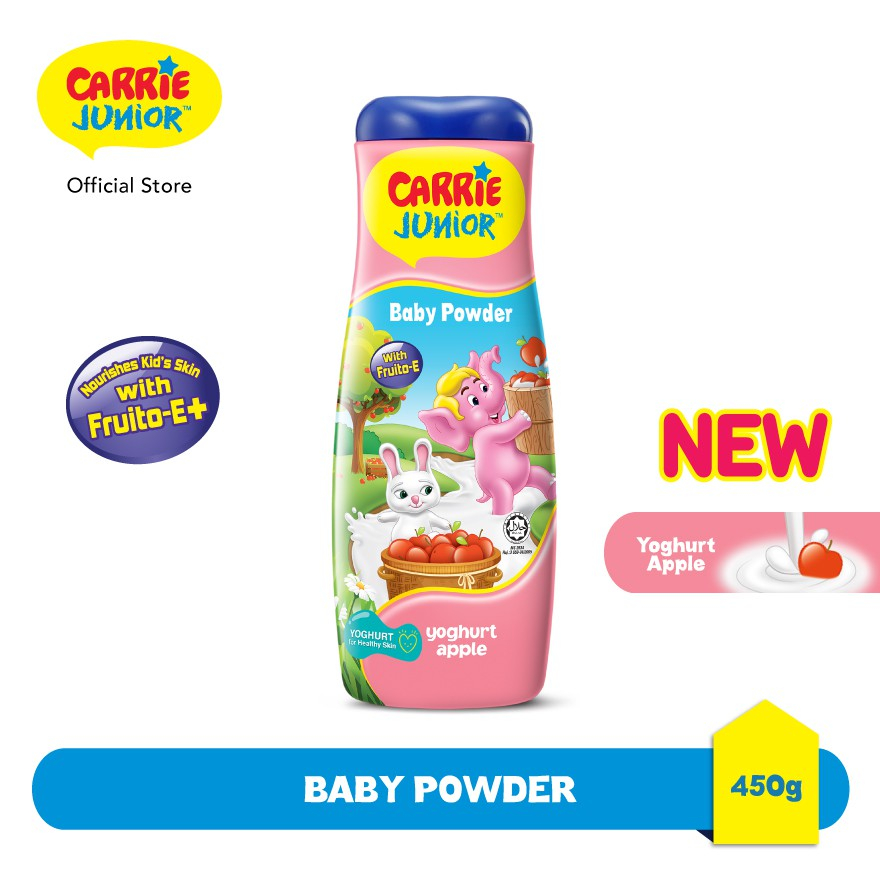 CARRIE JUNIOR Baby Powder - 450g Yoghurt Apple Gentle on Kids Skin ...