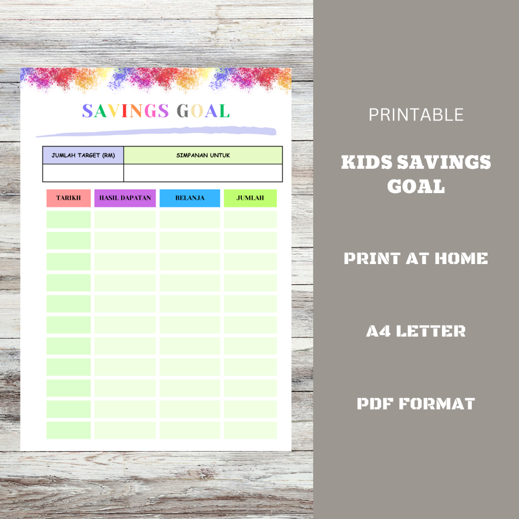 Saving Goals Chart | Kids Planner | Teen Planner | Printable Planner ...